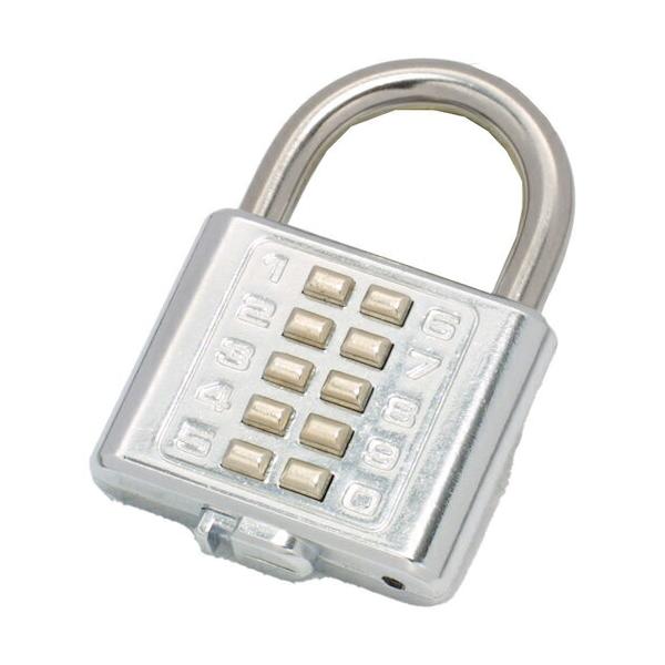 [特長]●4桁の解除番号で開錠するプッシュボタン式のデジタル南京錠です。●ダイヤル式より使いやすい、 ボタンを押すだけの簡単解錠タイプです。[仕様]●ダイヤル：4桁●幅(mm)：50●ツル径(mm)：7●JAN・パック無し[材質／仕上]●本...