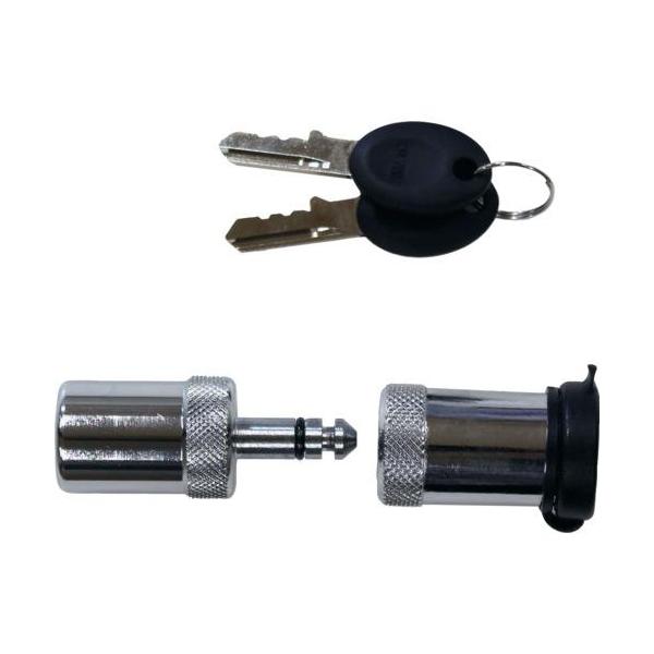 [特長]●破断が難しい形状です。[用途]●アンブレイカブル専用ロックです。[仕様]●色：クローム●本体寸法(mm)幅：25φ●本体寸法(mm)長さ：84.5●ダブルロックシステム[材質／仕上]●本体：鉄、仕上げ：クロームメッキ、シリンダー：...