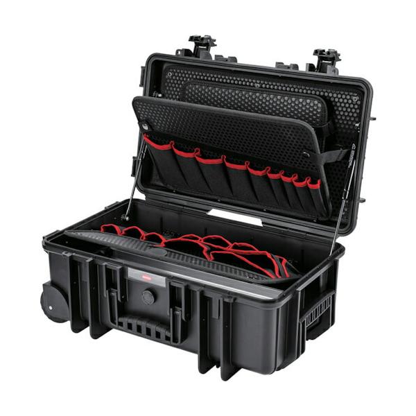 [特長]●防塵、密閉、防水性に優れています。●ボトムトレイはアルミニウム仕切システムで自由にレイアウト可能です。●圧力調整バルブ、伸縮ハンドル、キャスター付きで飛行機での出張に最適です。[仕様]●色:黒●外形寸法(mm)間口:550●外形寸...