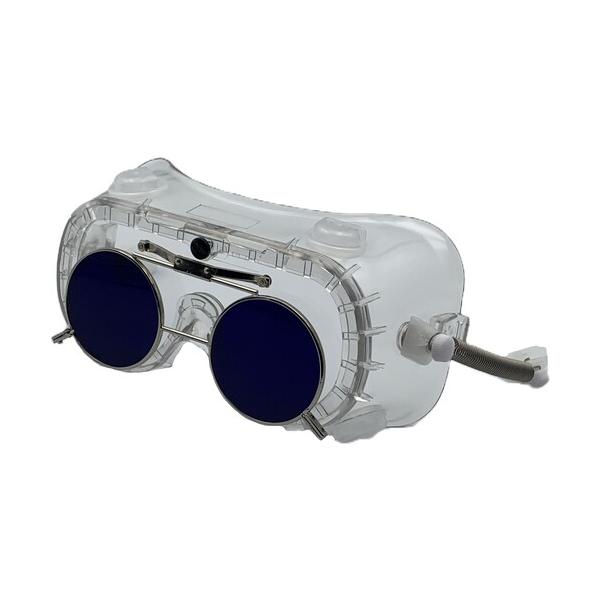 [特長]●ゴーグルを付けたまま炉内をちょっと除いたり、溶融金属などの眩しさを防ぐことができ大変便利です。[仕様]●レンズ色：コバルト●フレーム色：クリア●幅(mm)：196●高さ(mm)：87●長さ(mm)：63●レンズ厚(mm)：外約2〜...