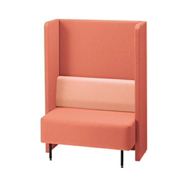 [特長]●囲まれたミーティングスペースを手軽に作れるソファーです。[仕様]●幅(mm)：990●奥行(mm)：650●高さ(mm)：1300●座面高さ(mm)：420●張地：布張り●背面色：コーラル・シェルピンク●座面色：コーラル●脚色：ブ...