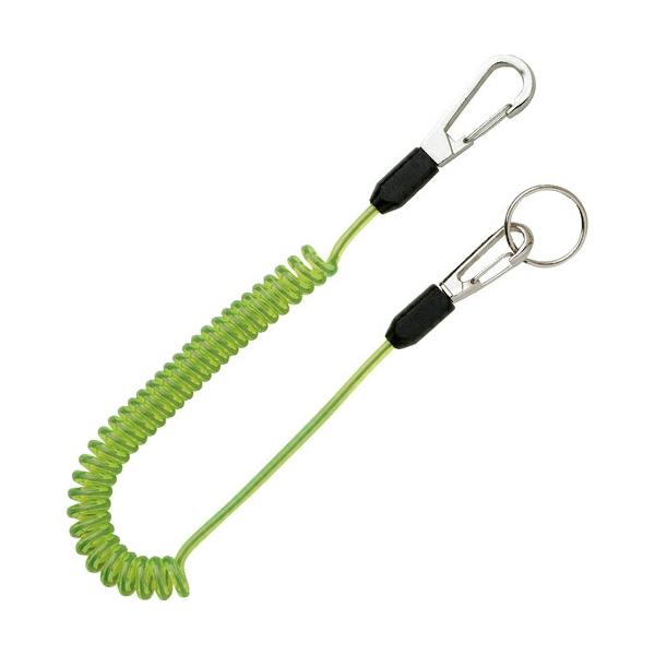 [特長]●ナスカン部に独自のコンパクトな樹脂金具を採用しています。●ワイヤーとポリウレタンがはく離しない一体成型加工品です。[仕様]●色：イエローグリーン●芯径(mm)：0.81●コード径(mm)：4●自然長(mm)：410●最大長さ(mm...