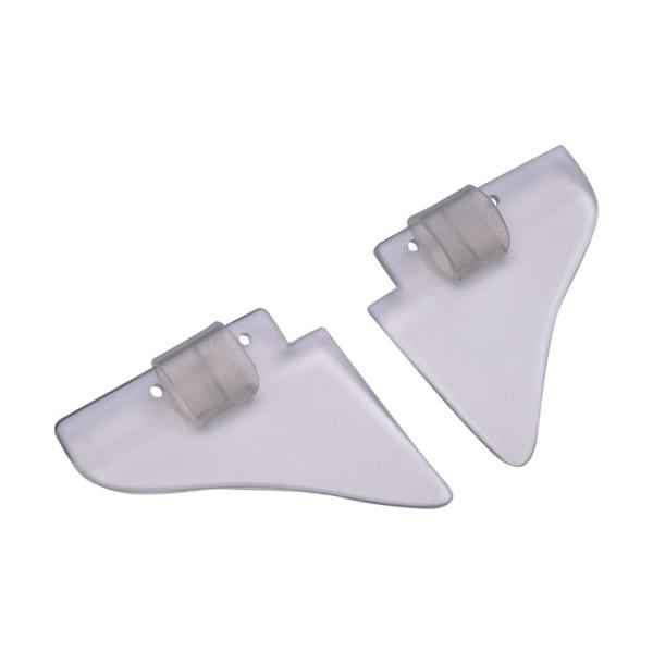 [特長]●サイドシールド無しのメタルフレームメガネに装着できます。(MZ-11)●つるをゴム部に通すことで、メガネに装着できます。(MZ-14)●取り付けにねじは不要です。[仕様]●色：クリア●厚さ(mm)：1●縦(mm)：43●横(mm)：44