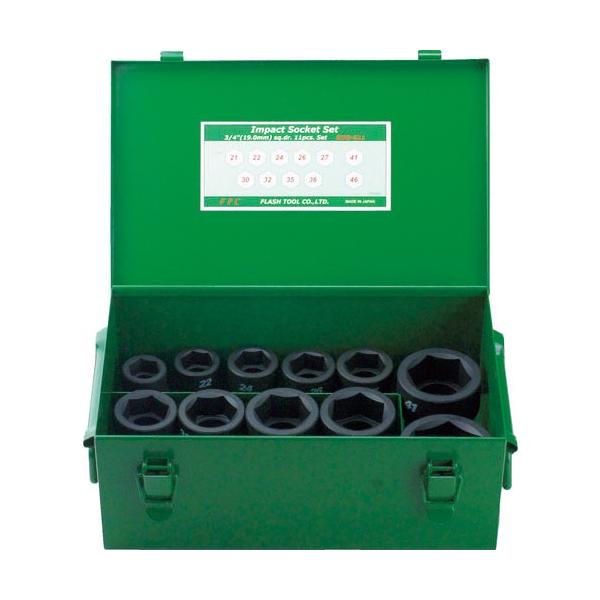[特長]●インパクトショートソケットのセットです。[仕様]●差込角(mm)：19.0●対辺寸法(mm)：21、22、24、26、27、30、32、35、36、41、46●セット内容(点)：11●ソケット内容：6角3/4WS-21、22、24...