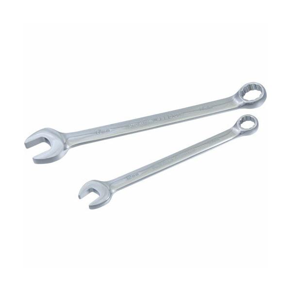 [特長]●メガネとスパナを合体させた片目片口レンチです。●スパナ部で早回し、メガネ部で本締めができます。[仕様]●二面幅寸法(mm)：8●全長(mm)：142[材質／仕上]●クロームバナジューム鋼