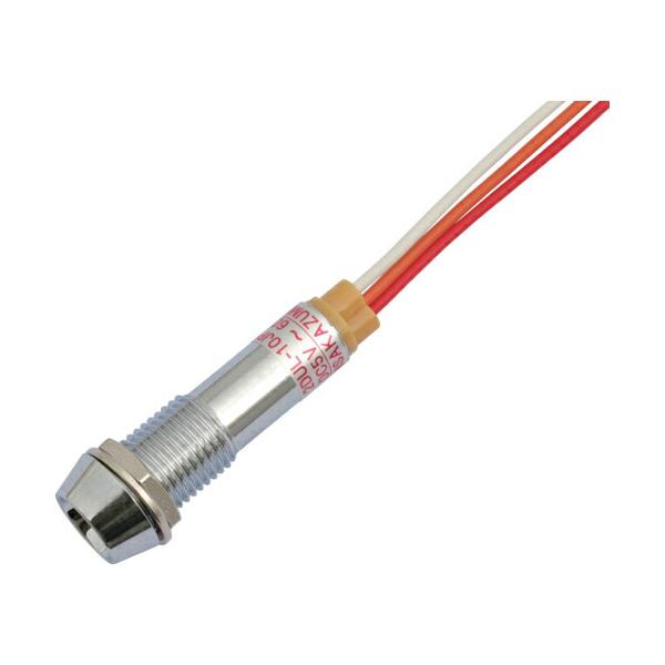 [特長]●高輝度LED表示灯です。●使用電圧範囲がDC5〜60VのDC専用フリー電源仕様です。●赤・橙の2色発光となります。●レンズ色:透明●パネルカット:φ10.2●長さ200mmのリード線(UL1007 AWG24)付です。[仕様]●定...