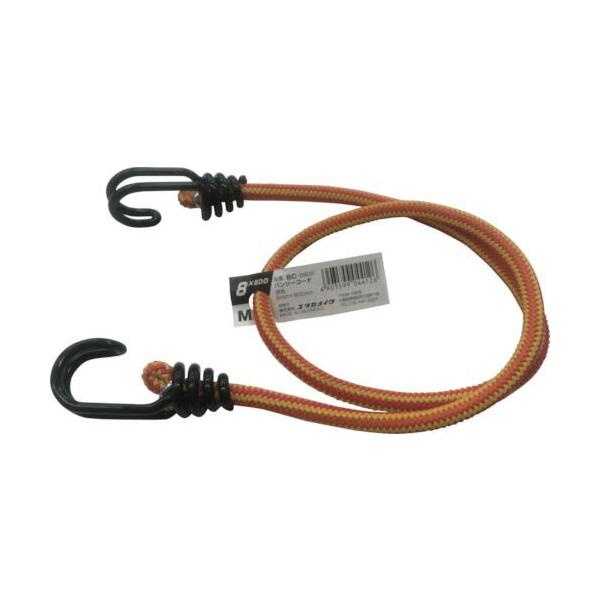 [特長]●伸縮性があり、周囲を糸で特殊織しています。[仕様]●色：混色●長さ(m)：0.8●標準幅(mm)：8●両端Wフック金具付き[材質／仕上]●中芯：天然ゴム●被覆：PP●金具：スチール