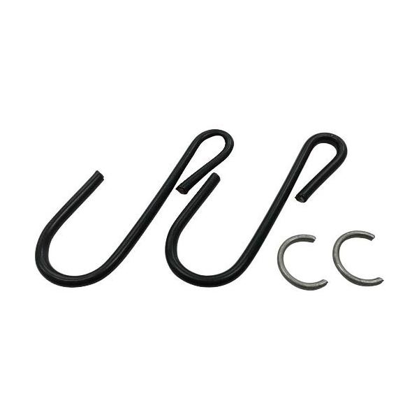 [特長]●丸ゴム専用の金具です。[仕様]●適合バンド幅(mm)：5.6〜8●セット内容：フック２個、止め金具２個●丸ゴム用タイプ[材質／仕上]●スチール（メッキ仕上げ）