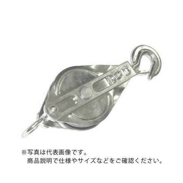 [特長]●強力、堅牢なステンレス滑車です。[仕様]●車径(mm)：100●最大使用ロープ径(mm)：12●使用荷重(ton)：1●ベケット付[材質／仕上]●ステンレス製。[注意]●使用荷重は動滑車としての値です。定滑車としてご使用の場合は半...