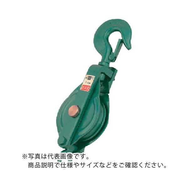 [特長]●側板が開くのでロープの途中からでも装着できます。[仕様]●基本使用荷重(t)：2●最大使用ロープ径(mm)：18●車数：1●車径(mm)：150●車溝幅(mm)：20●寸法(mm)A：465●寸法(mm)B：168●寸法(mm)C...