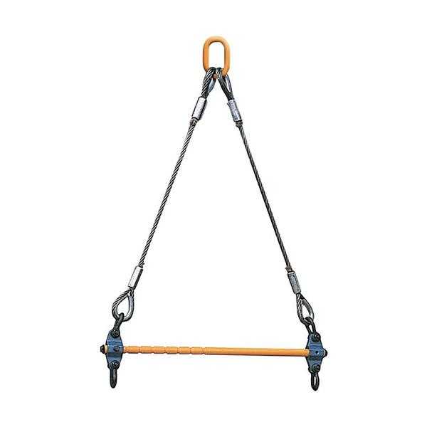 [特長]●上部ワイヤロープ・リング付キャパ調整式天秤です。●バランスのよい安全な吊り上げ作業に最適です。●長尺物の吊上げ作業及びバランス保持に便利です。[仕様]●基本使用荷重(t):2●スパン位置(mm):450・500・550・600・6...