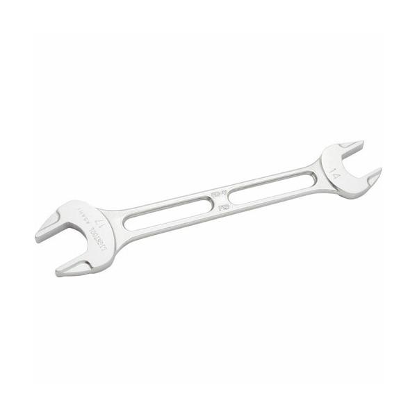 [特長]●メーカー比で20％以上軽量化するとともに省資源を目指した工具です。●JIS S級です。[仕様]●二面幅寸法(mm)：14×17●全長(mm)：160●板厚(mm)：6.7●JIS S級[材質／仕上]●クロムバナジウム鋼●表面処理:...