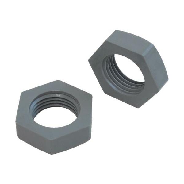 [特長]●耐薬品性に優れた塩化ビニールを使用しています。●各サイズ共通のナットを使用しますので、コストダウンが可能です。[仕様]●厚さ(mm)：9.5●対辺距離(mm)：30●ねじ：PS 1/2[材質／仕上]●塩化ビニール樹脂(ＰＶＣ)