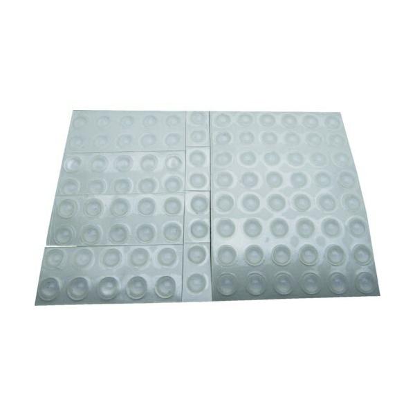 [特長]●ゴムのような弾力性で衝撃を吸収して音やキズを防止します。●粘着剤付きで取り付けが簡単です。[仕様]●形状：丸●直径(mm)：6.4●高さ(mm)：1.6●色：透明●使用温度：-18〜82.2℃[材質／仕上]●ウレタン[注意]●強粘...