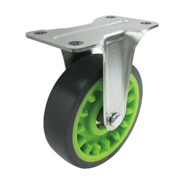 [特長]●車輪ホイル部はスタイリッシュな緑色です。●省音タイプです。[仕様]●色：ライトグリーン●タイプ：固定●車輪径(mm)：75●固定式[材質／仕上]●金具：スチール●車輪：静音エラストマー