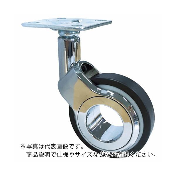 [特長]●車輪中央部が空洞になっているデザイン性の高いキャスターです。●ほこりなどが溜まりにくい形状にもなっています。[仕様]●許容荷重(daN)：49.0●許容荷重(kgf)：50●車輪径D(mm)：75●車輪幅(mm)：13●取付高H(...