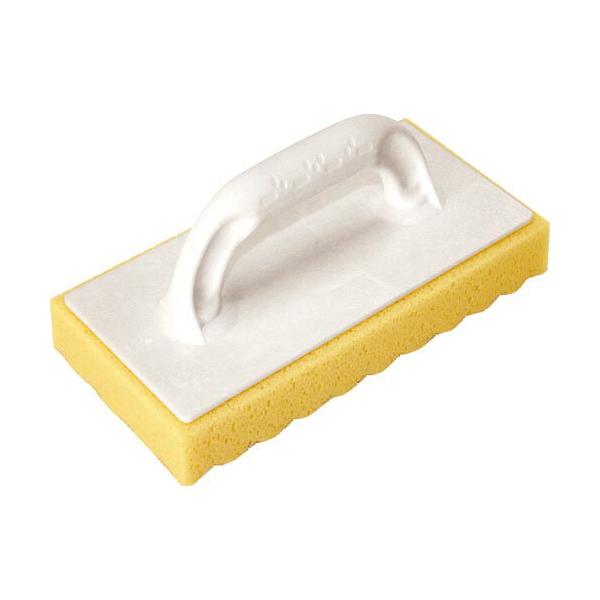 [特長]●モルタル塗布後のタイル等の表面洗浄に使えるハンドル付きスポンジです。●片手で広範囲を効率よく洗浄することが出来ます。●スポンジ一体型です。●スポンジの凹凸が荒面を快適に洗浄します。[仕様]●色：白/黄●縦(mm)：140●横(mm...