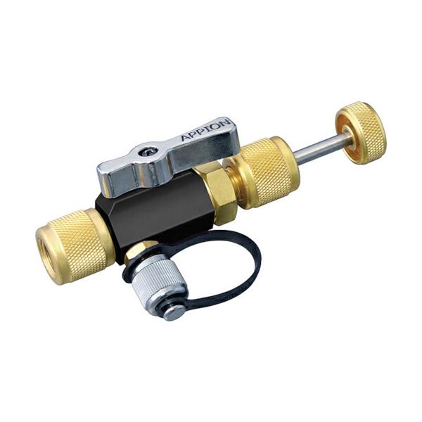 [特長]●サービスポートのムシをガスを漏らさず取り外し・交換できます。　●サービスポートのムシを取り外すことにより抵抗がなくなり、真空・充填・回収スピードがアップします。　●真空計の接続ができます。[仕様]●ネジ径：1/4オス×1/4メス　...