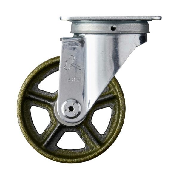 [特長]●荷重に対する抵抗力が大きく、旋回もスムーズな高品質な大型キャスターです。●工場、事務所などに多く使用されており、堅牢で安定感もあり重量物運搬用に最適です。[仕様]●許容荷重(daN)：120●許容荷重(kgf)：122.4●車輪径...