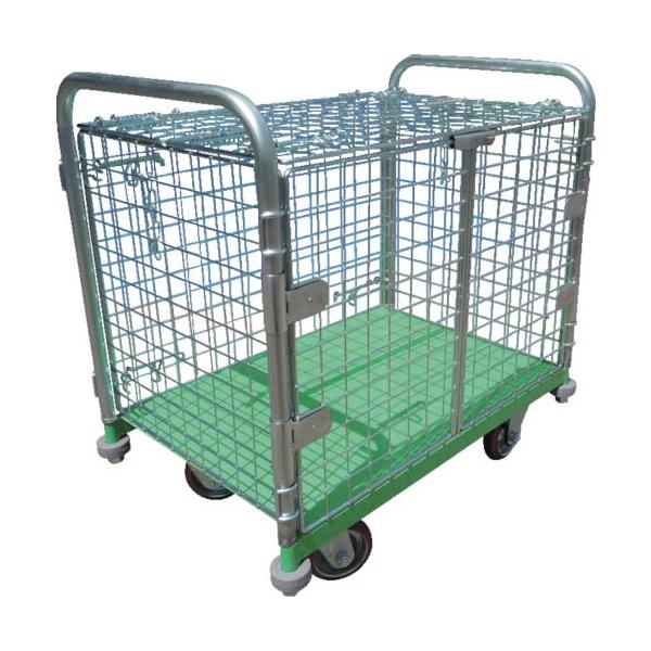 [特長]●観音扉付で物の出し入れが簡単にできます。●扉は全開にできます。●床板は焼き付け塗装、網部分はユニクロメッキ仕上げのため、サビに強いです。●床に跡がつかない赤ジェンゴムタイヤです。●堅牢性抜群です。[仕様]●均等荷重(kg)：400...