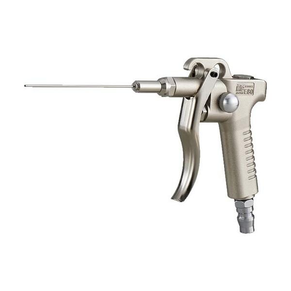 [特長]●エアーダスターガン本体にエアーマイクロメーターを内蔵した流量調整が可能なエアーダスターガンです。[仕様]●ノズル長(mm)：95●ノズル口径(mm)：1●ノズル取付口：G1/8●エア取付口：G1/4●全長(mm)：215●最高使用...