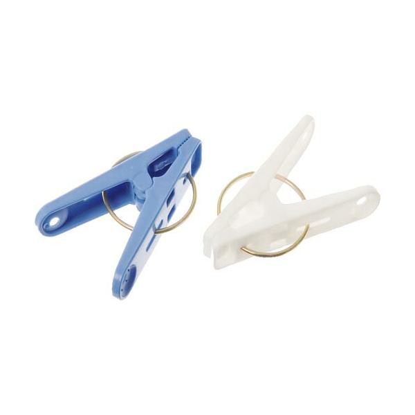 [特長]●衣類を丈夫な強力バネでしっかりはさめます。●ピンチは濡れた手でも押さえやすいように凹状になっています。●他クリップとして束ねるのに使用可能です。[仕様]●色：ブルー／ホワイト●幅(mm)：40●高さ(mm)：62[材質／仕上]●本...