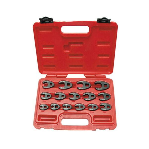 [特長]●ブレーキ周りの整備に最適。●15サイズ入りのクローフットレンチセット。●ケース付き。[仕様]●ケース寸法(mm)：235ｘ300ｘ50●差込角(”SQ)：3/8(8〜19mm)・1/2(21〜24mm)[セット内容／付属品]クロー...