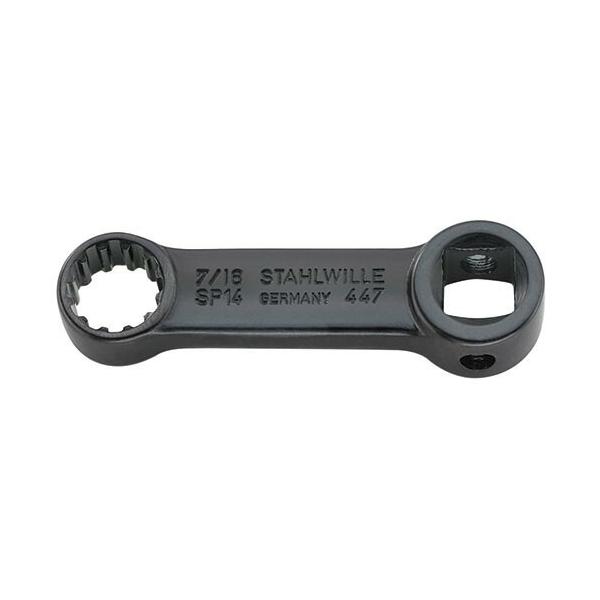 [特長]●トルクレンチと組み合わせて使用する延長スプラインレンチアダプター。[仕様]●差込角(”SQ)：3/8●サイズ(”)：1/2●ソケット部外径(d1；mm)：19●差し込み部外径(d2；mm)：19●メガネ部厚み(h1；mm)：9.2...