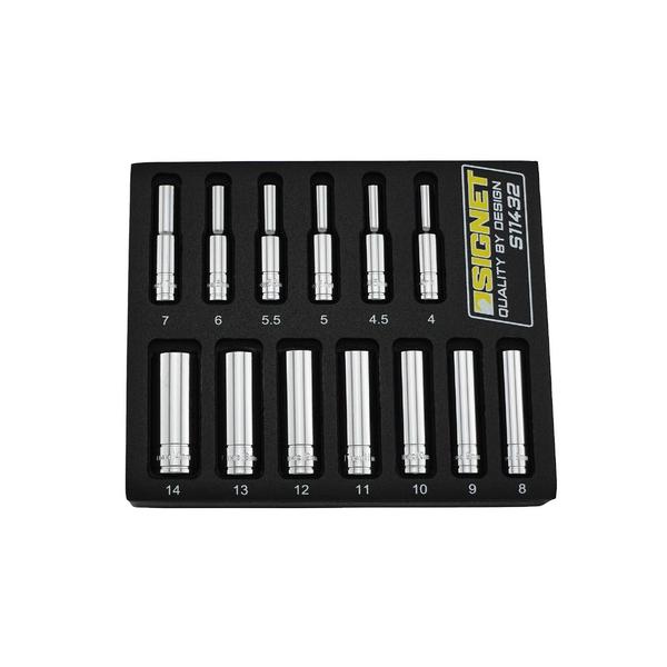 [特長]●ミラー仕上げのメッキが美しいスタンダードソケットセット。●ボルト・ナットを傷めにくい面接触タイプ。●六角タイプ。 ●EVAのDESIGNトレー付きで整理整頓ができ、サイズも一目でわかります。[仕様]●差込角(DR)：1/4●入組サ...