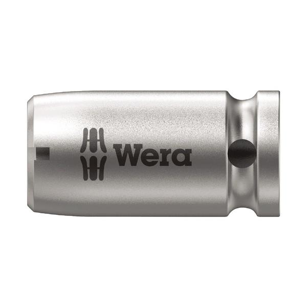 [特長]●780 Aシリーズ。●四角差し込みから六角ビットチャックに変換用アダプター。●DIN ISO 1173-C 6.3.基準の1/4"六角差し込みのビット対応。●ボールストップ溝を装備。●WERA品番：05042605001[仕様]●...