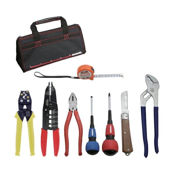 [特長]●電気工事士技能試験を受験するための基本工具+JIS C-9711適合品の圧着工具（リングスリーブ中小用）のセットです。●多機能なVA線ストリッパーで切る、測る、剥く、のの字曲げの作業が効率よくできます。●マイナスドライバーは先端5...