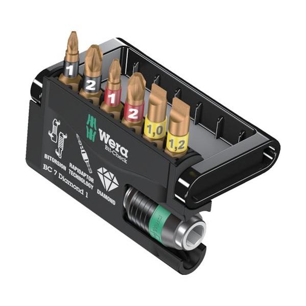 [特長]●ダイヤモンドコーティング仕様のバイトーション(衝撃対応タイプ)ビットのセットです。●色別でサイズと先端刃先を見分けられます。●コンパクトなビットケースに収納できます。[仕様]●全長(mm)：25●シャンク径(mm)：6.35●セッ...