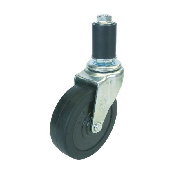 [特長]●溶接やめねじなどの必要がなく、取り付けが簡単なキャスターです。[仕様]●許容荷重(daN)：40●許容荷重(kgf)：40.8●車輪径D(mm)：75●車輪幅(mm)：21●取付高H(mm)：97●軸長L(mm)：38●パイプ径d...