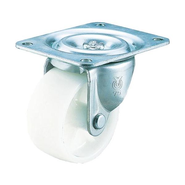 [特長]●車輪幅が広く、安定した走行が可能です。車輪の変形が少なく、長時間の設置にも対応できます。[仕様]●許容荷重(daN)：90●許容荷重(kgf)：91.8●車輪径D(mm)：65●車輪幅(mm)：28●取付高H(mm)：82●取付座...