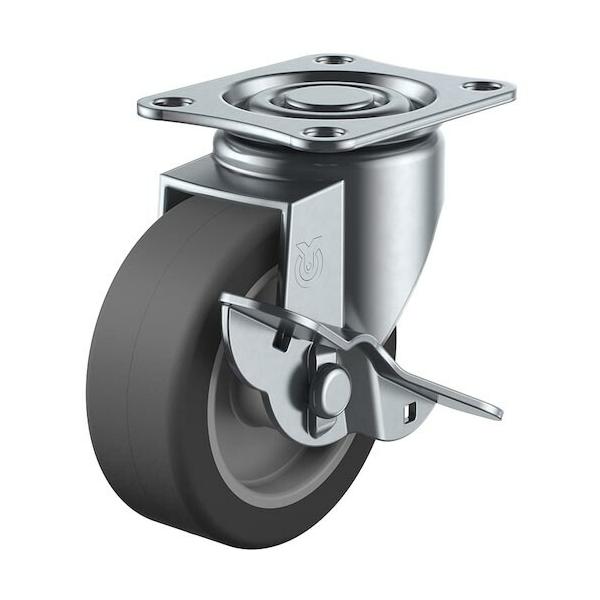 [特長]●走行性・耐荷重を備えた標準的な小型キャスターです。●床面に跡が付きにくい材質です。●床面に汚しにくいエラストマー車輪を使用しています。[仕様]●許容荷重(daN)：40●許容荷重(kgf)：40.8●車輪径D(mm)：65●車輪幅...