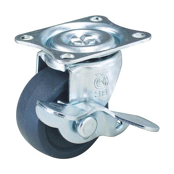 [特長]●床面に跡が付きにくい材質です。●床面を汚しにくいエラストマー車輪を使用しています。[仕様]●許容荷重(daN)：20●許容荷重(kgf)：20.4●車輪径D(mm)：38●車輪幅(mm)：17●取付高H(mm)：50●取付座A(m...