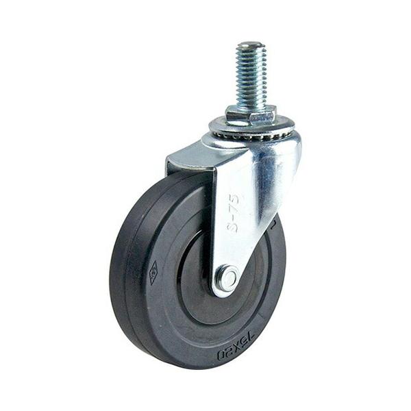 [特長]●・シンプルデザイン。●・金具はユニクロームメッキ仕上げです。●・オプション:専用スパナ。[仕様]●・車輪:RL●・車輪種類:ゴム●・許容荷重(N):350●・許容荷重(kgf):36●・始動力(daN):7.35●・旋回始動力(d...