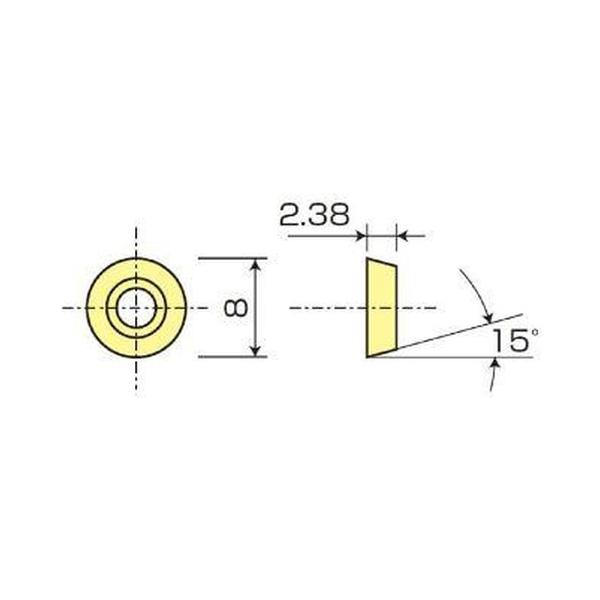 [特長]●インサートです。[仕様]●インサート形状［記号］：円形［R］ ●逃げ角［記号］(°)：15［D］ ●精度記号：M ●インサート厚さ［記号］(mm)：2.38［02］ ●刃先処理形状［記号］：ネガホーニング［T］ ●勝手［記号］：な...