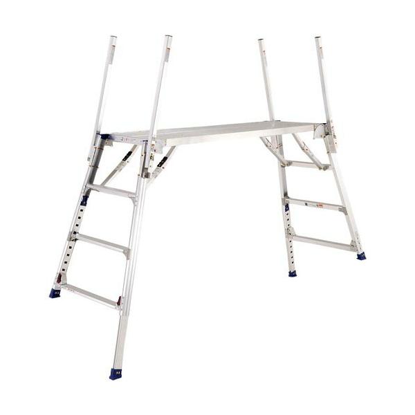 [特長]●現場のニーズに対応した500mm幅のアルミ製足場台です。●開き止めユニットにロック機構を装備しました。●仮設工業会認定合格品のタフな業務用足場台です。[仕様]●最大使用質量(kg)：150●天板高さ(m)：1.05〜1.48●天板...