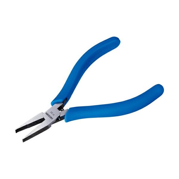 [特長]●ローレット付で保持力を高めたミニチュアリードペンチです。[用途]●曲げ作業に[仕様]●全長(mm)：116.5●落下防止用ひも取付穴：無●ローレット付、幅広、薄口タイプ●接地抵抗値：Rg＜1×10［［の１２乗］］Ω●先端形状：1....