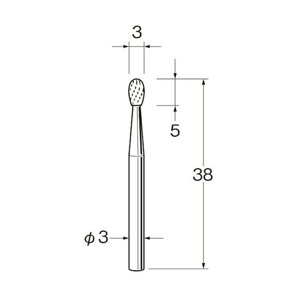 [特長]●摩耗耐性に優れ、カッターの寿命が大幅にUPします。●（刃径φ3.0以下はオール超硬です。●）[仕様]●刃径(mm)：3●刃長(mm)：5●軸径(mm)：3●タイプ：オール超硬●最高使用回転数(rpm)：40000●全長(mm)：3...