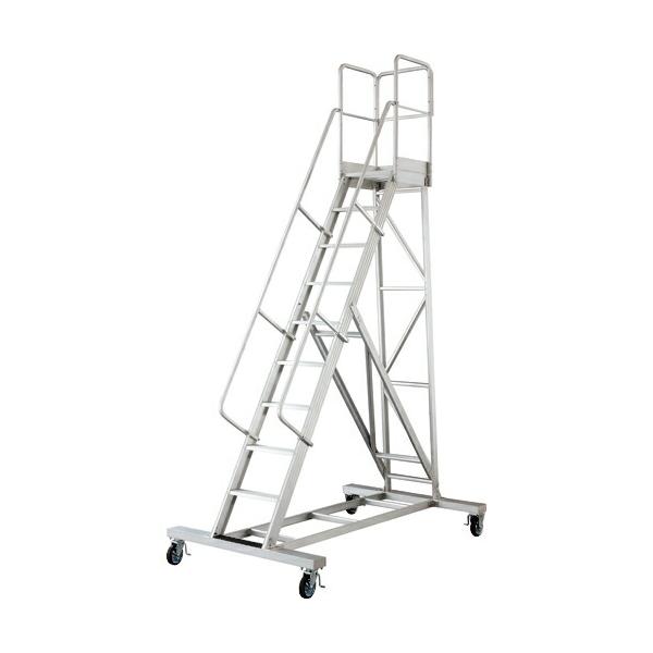 [特長]●ガッチリした構造のオールアルミ合金製作業台で便利な車輪付です。[仕様]●最大使用質量(kg)：120●天板高さ(m)：2.96●天板寸法(mm)：500×520●設置寸法(mm)：1340×2400●段数(段)：10●踏ざん踏面幅...