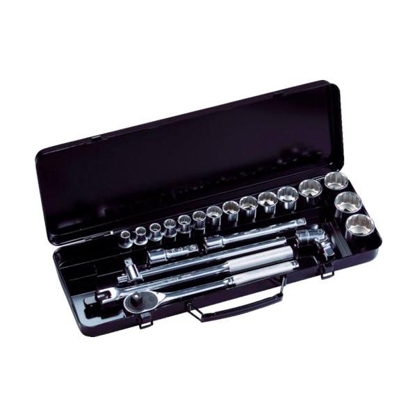 [特長]●産業機械や自動車などの整備に最適なセットです。●ラチェットハンドルはギヤ数72山、送り角5°を採用し、細かな送り速度で便利です。●プッシュボタンのワンタッチ操作でソケット交換ができます。●ソケットが外れ落ちにくい機構付です。[仕様...