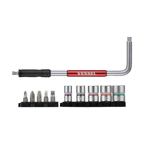 [特長]●前にスライドでビット、後ろにスライドでソケット、ソケットもビットも使える２ＷＡＹドライブ●首振りドライブ＆回転グリップで軽快に早回し●本締めは短軸側で[用途]●各種整備、組立・分解、一般作業に[仕様]●全長(mm)：188●先端が...