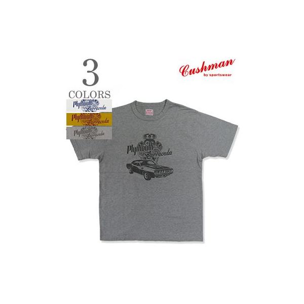 CUSHMAN クッシュマン 半袖|40番双糸|リサイクルコットン|プリントTシャツ『RECYCLE COTTON TEE BARRACUDA』【アメカジ・カレッジ】26869
