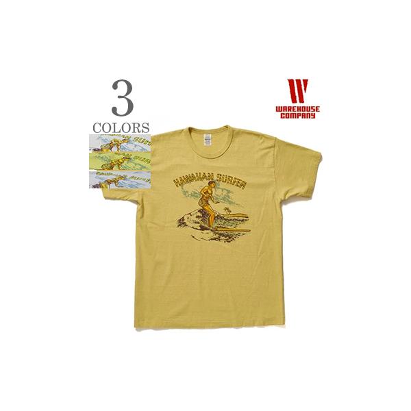WAREHOUSE 2nd hand ウエアハウス 半袖|19/-天竺|セコハン|ONE WASH|プリントTEE『HAWAIIAN SURFER SST』【アメカジ・カレッジ】4064-HAWAIIAN