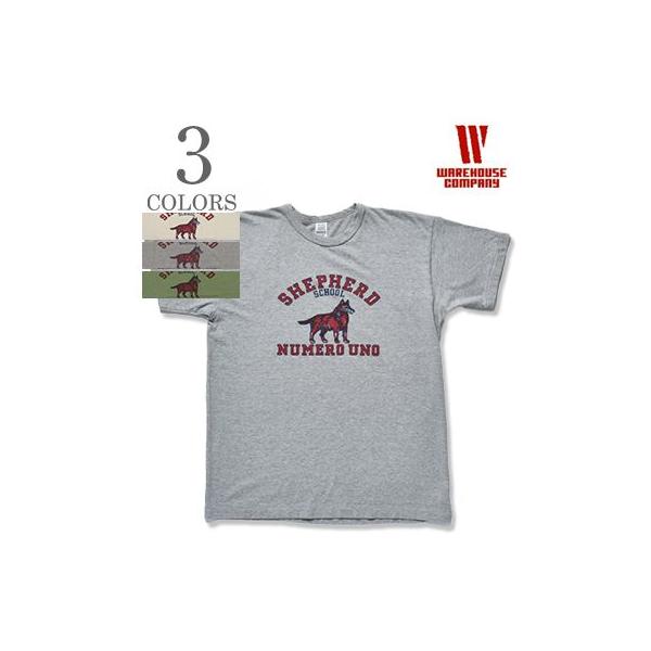 WAREHOUSE 2nd hand ウエアハウス 半袖|19/-天竺|セコハン|ONE WASH|プリントTEE『SHEPHERD SST』【アメカジ・カレッジ】4064-SHEPHERD