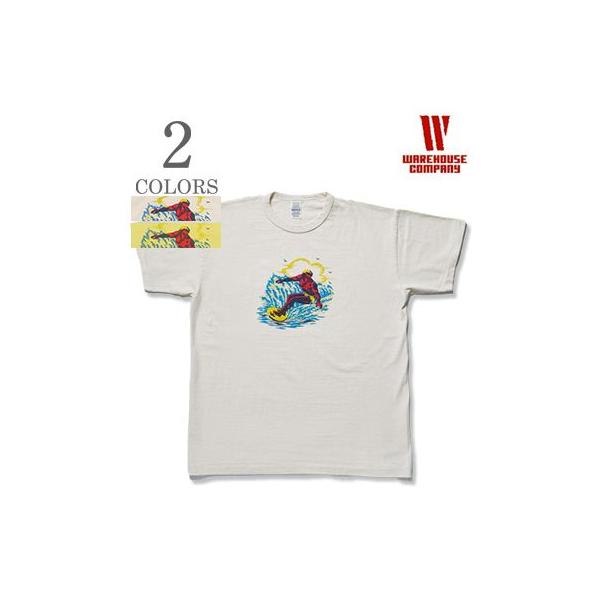 WAREHOUSE 2nd hand ウエアハウス 半袖|19/-天竺|セコハン|ONE WASH|プリントTEE『SURFER SST』【アメカジ・カレッジ】4064-SURFER