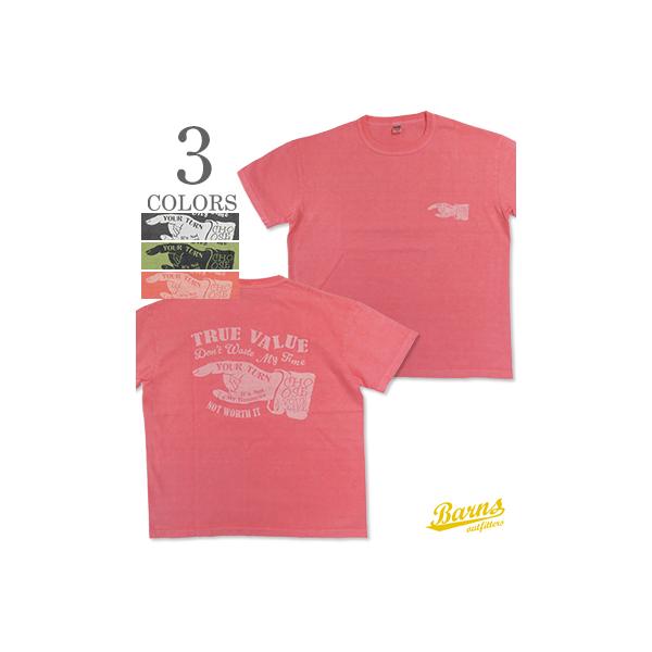 BARNS バーンズ 半袖|丸胴|ピグメント|プリントシャツ『14/- G.O.A.T Pigment T-Shirt TRUE VALUE【アメカジ・カレッジ】BR-26154