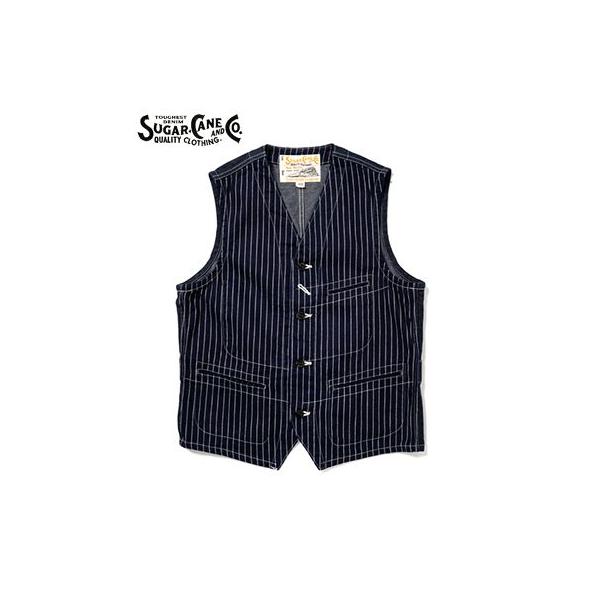 SUGAR CANE シュガーケーン シーズンレスに使えるワークベスト『9oz WABASH STRIPE WORK VEST』【アメカジ・ワーク】SC12654